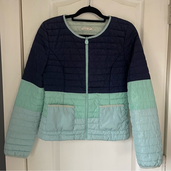 Laura Jo | Jackets & Coats | Laura Jo Womans Blue Crew Neck Jacket Size ...